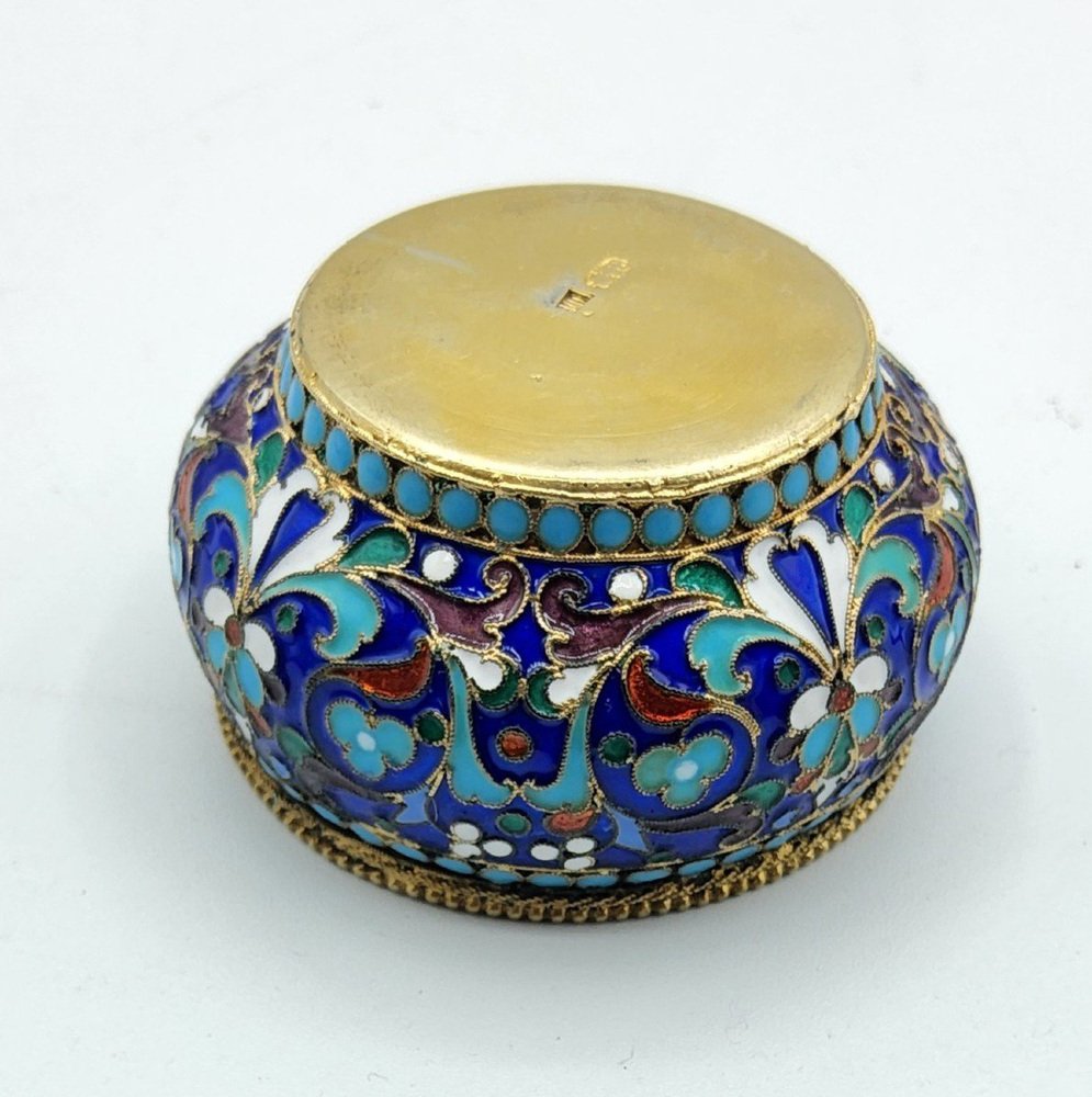Russian Silver and Enamel Salt Cellar, 1890s for sale at Pamono