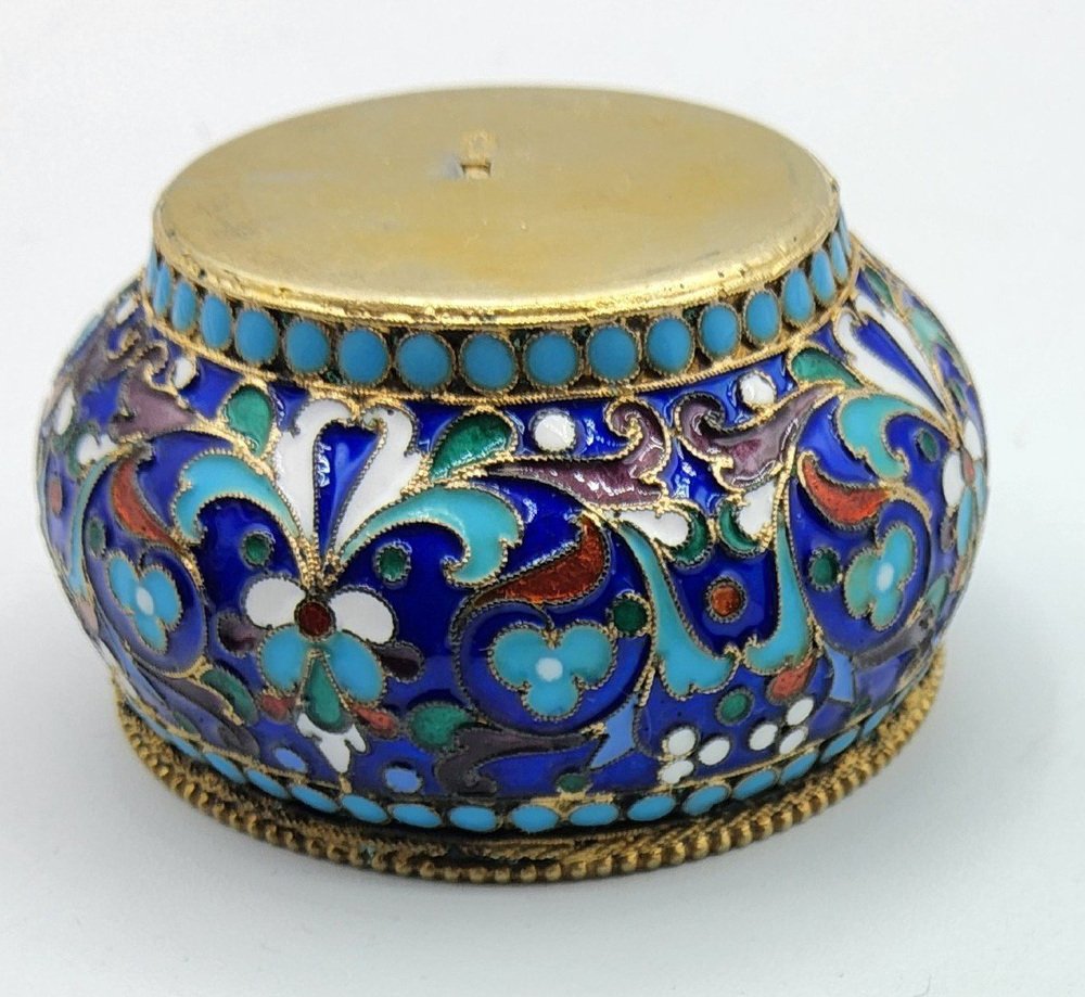 Russian Silver and Enamel Salt Cellar, 1890s for sale at Pamono