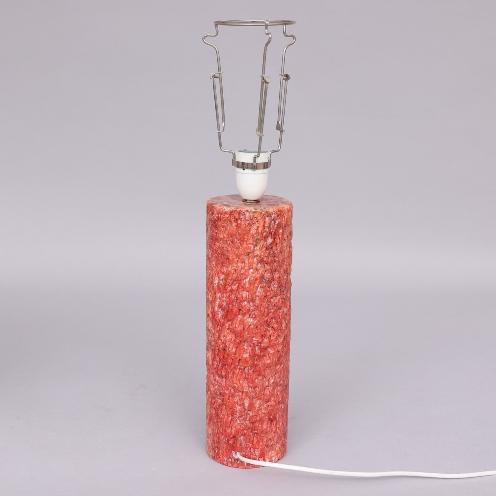 Sculpted and Textured Pink Marble Lamp, Italy, 1950s for sale at Pamono