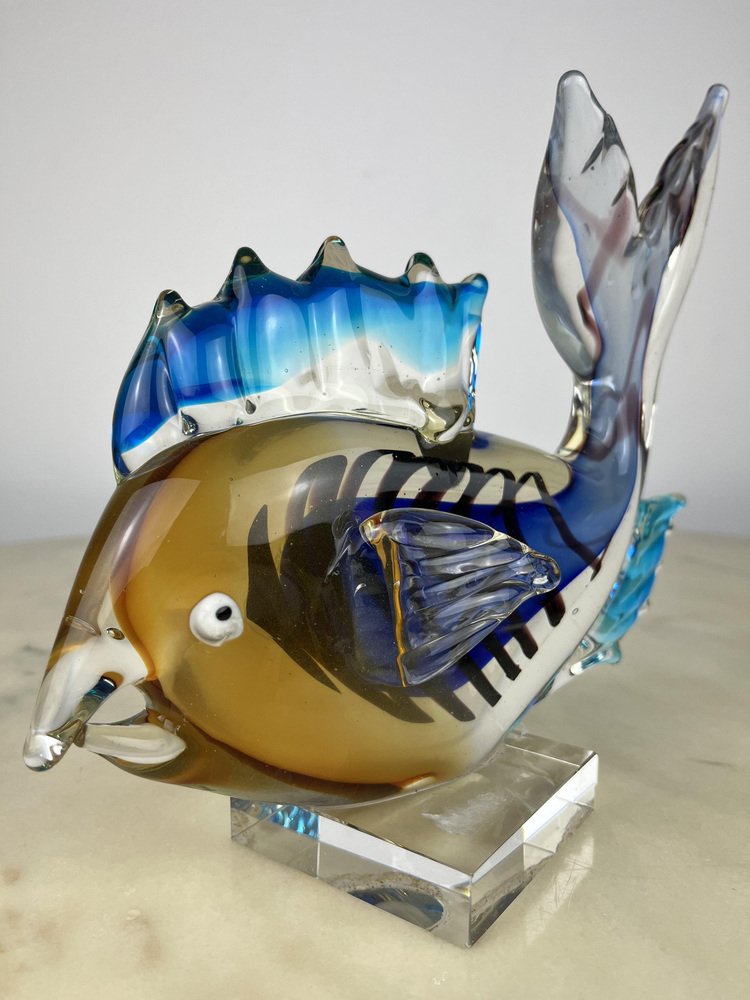 Large Vintage Murano Glass Fish, Italy, 1970s for sale at Pamono