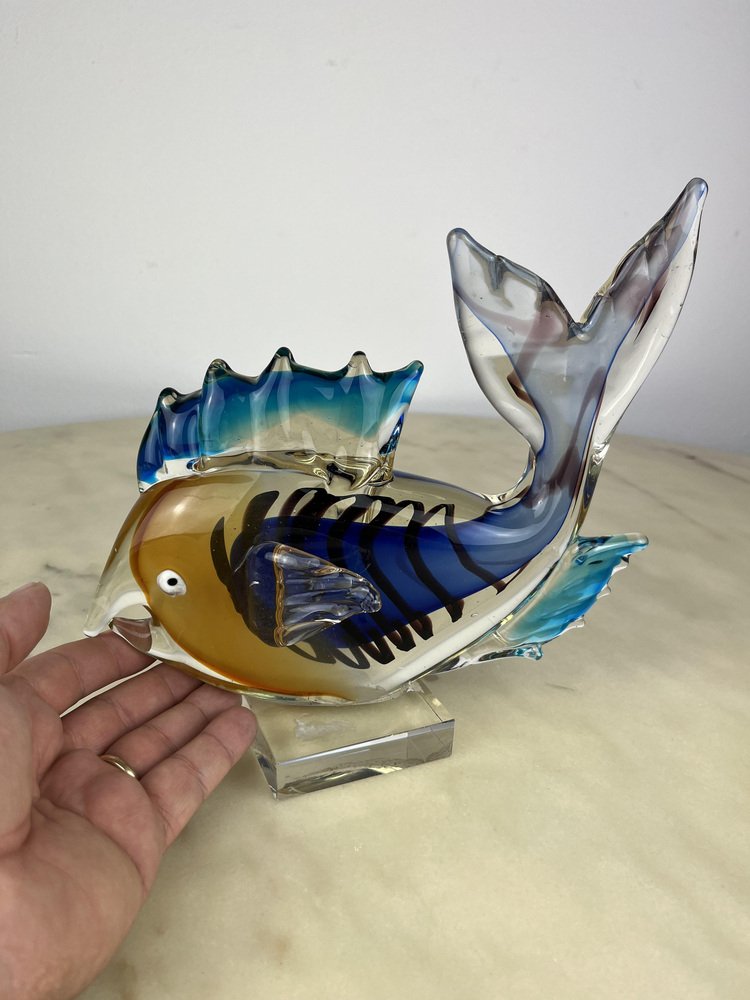 Large Vintage Murano Glass Fish, Italy, 1970s for sale at Pamono