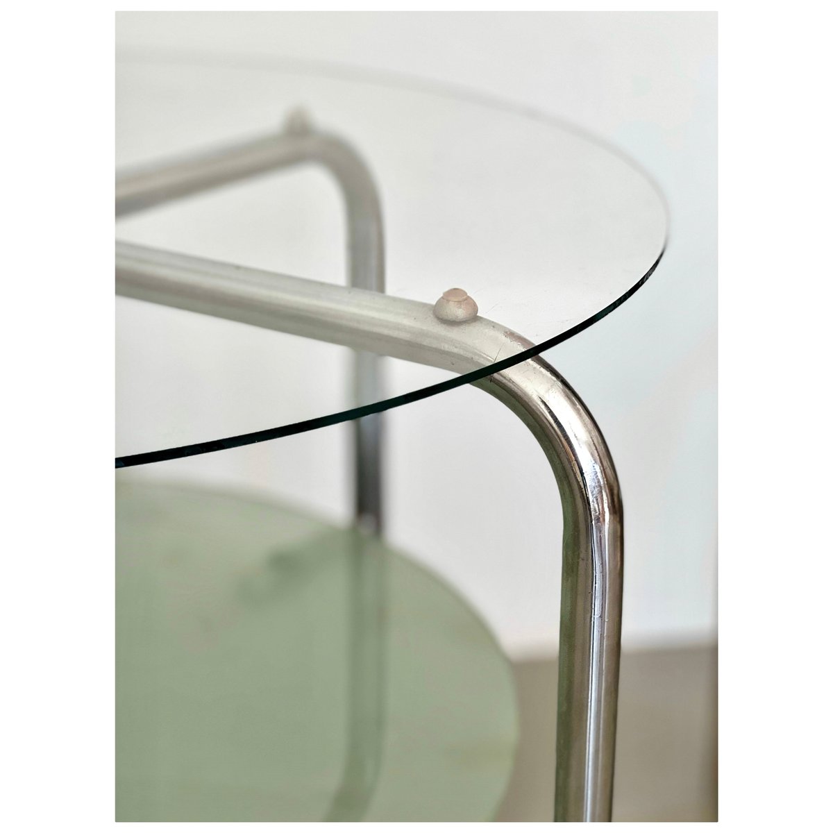 Round Tubular Side Table with Double Glass Top by Marcel Breuer for ...
