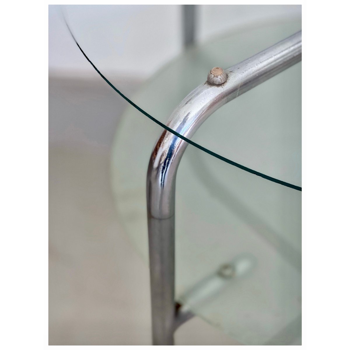 Round Tubular Side Table with Double Glass Top by Marcel Breuer for ...