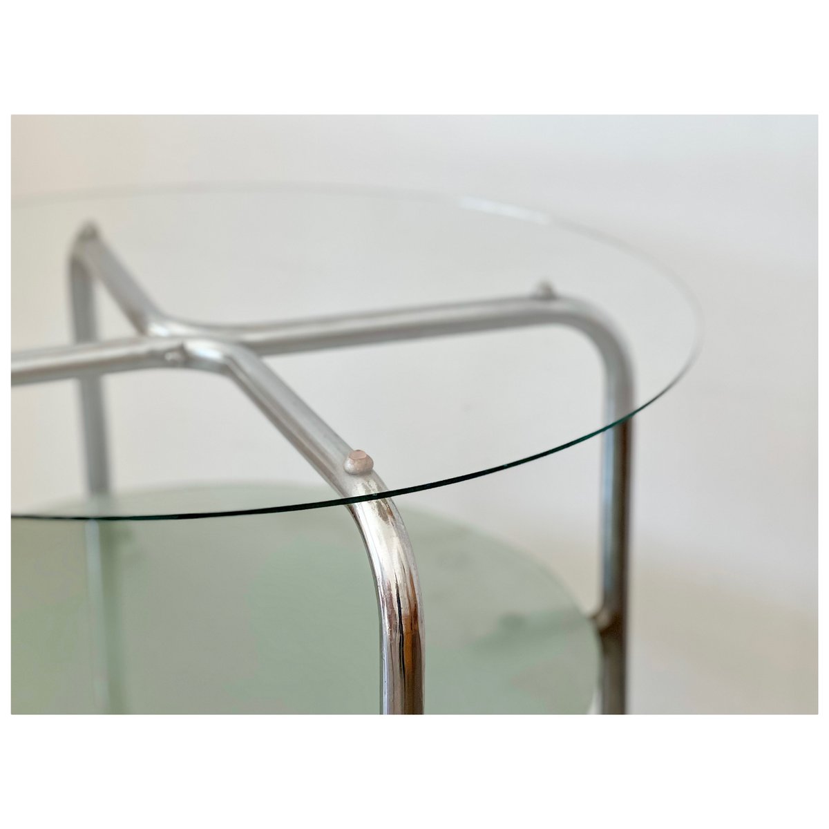 Round Tubular Side Table with Double Glass Top by Marcel Breuer for ...