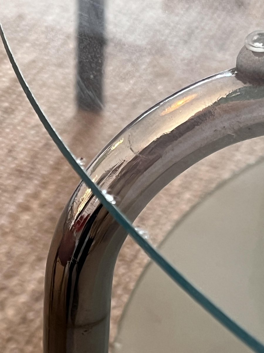 Round Tubular Side Table with Double Glass Top by Marcel Breuer for ...
