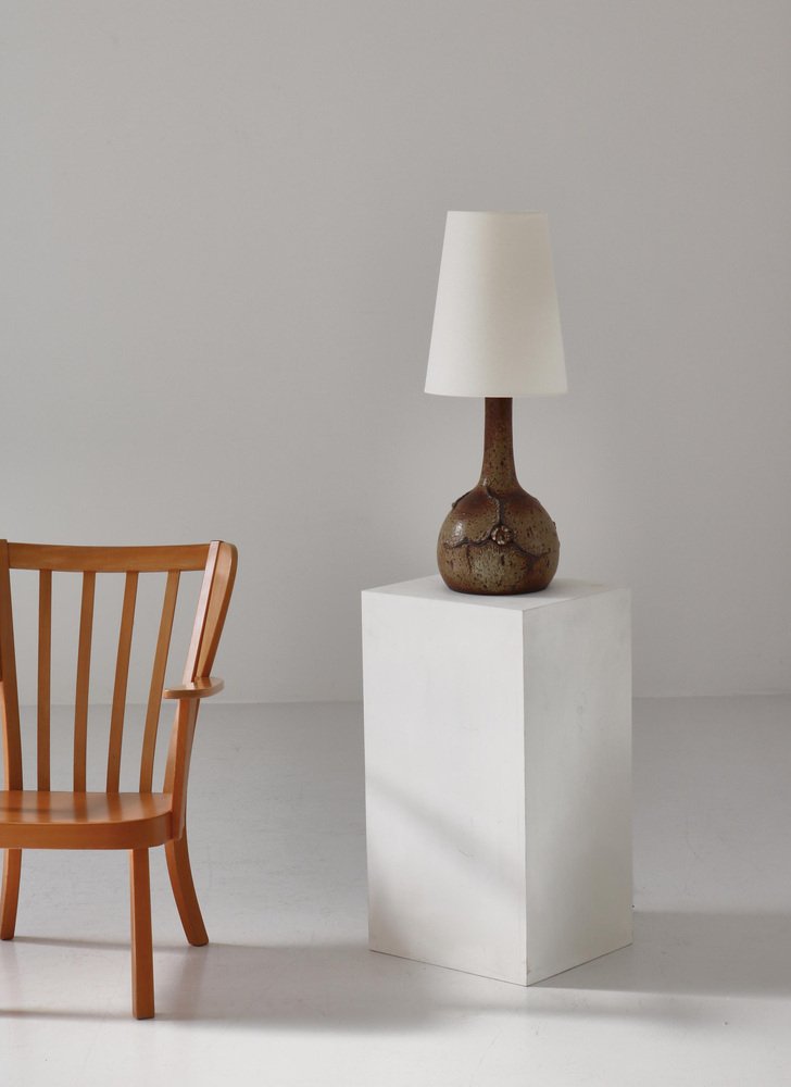 Large Danish Modern Earth Colors Ceramic Floor Lamp attributed to Still ...