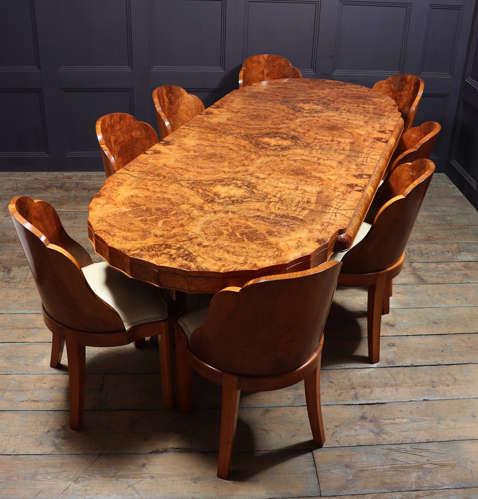 Art Deco Dining Table and Chairs from Hillle, 1930s, Set of 9 for sale ...