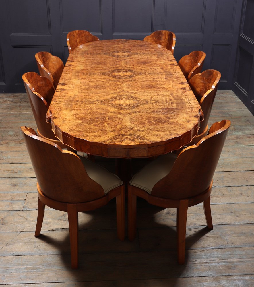 Art Deco Dining Table and Chairs from Hillle, 1930s, Set of 9 for sale ...