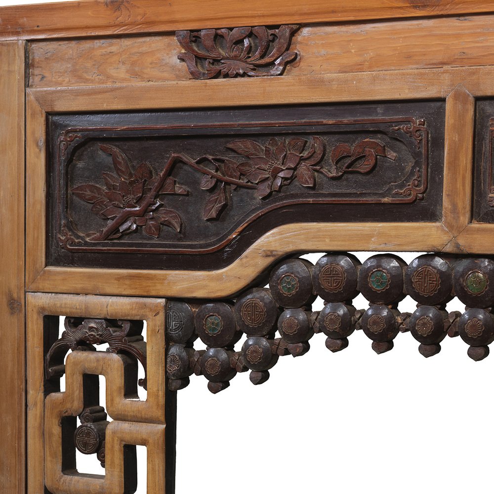 Chinese Marriage Bedframe in Fascia with Scroll Feet for sale at Pamono