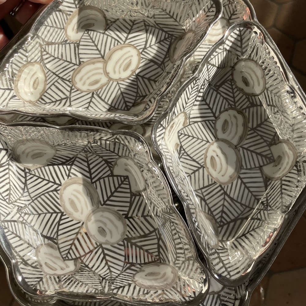 Art Deco Appetizer Tablett & Auflaufförmchen aus Porzellan von Mehun ...