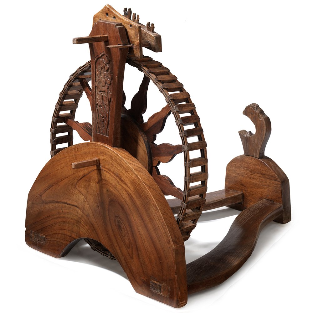 Antique Chinese Wooden Spinning Wheel for sale at Pamono