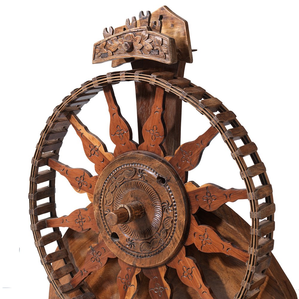Antique Chinese Wooden Spinning Wheel for sale at Pamono