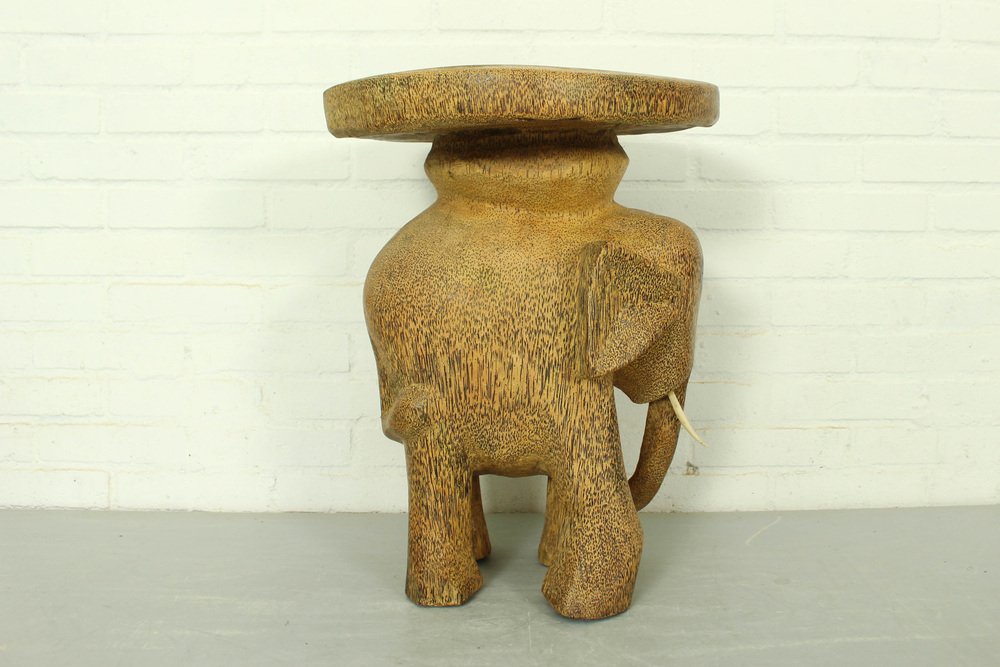 Vintage Elephant Side Table in Palmwood, 1960s for sale at Pamono