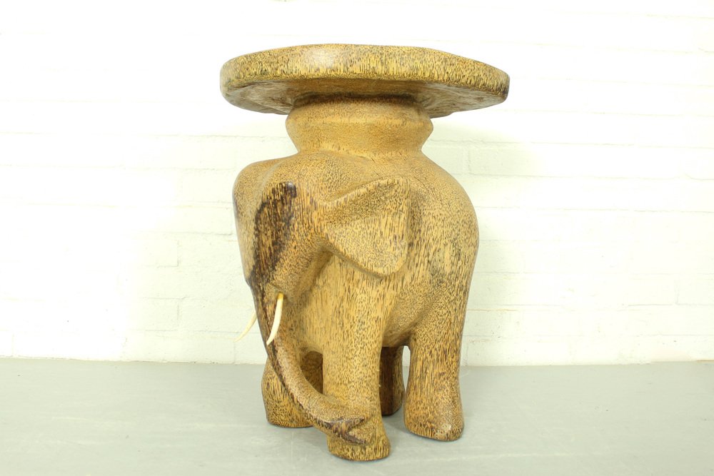Vintage Elephant Side Table in Palmwood, 1960s for sale at Pamono