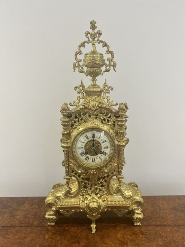 Antike französische viktorianische verzierte Messinguhr, 1880, 3 . Set ...