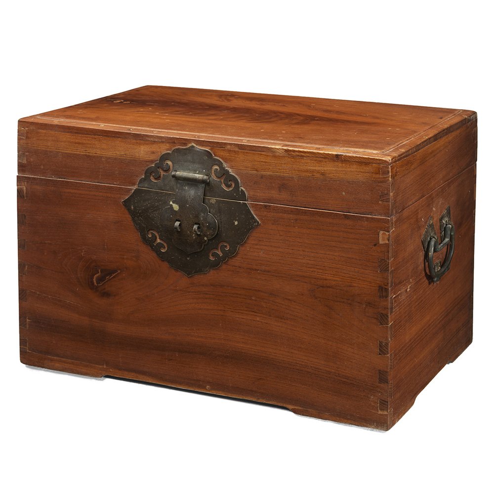 Antique Storage Box with Decorative Hardware, 1920s for sale at Pamono