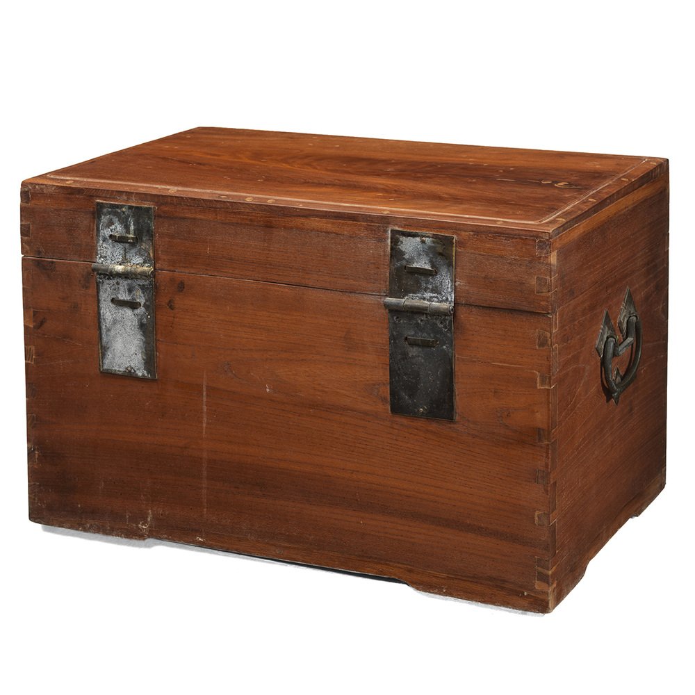 Antique Storage Box with Decorative Hardware, 1920s for sale at Pamono