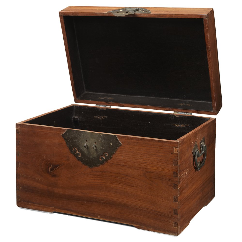 Antique Storage Box with Decorative Hardware, 1920s for sale at Pamono