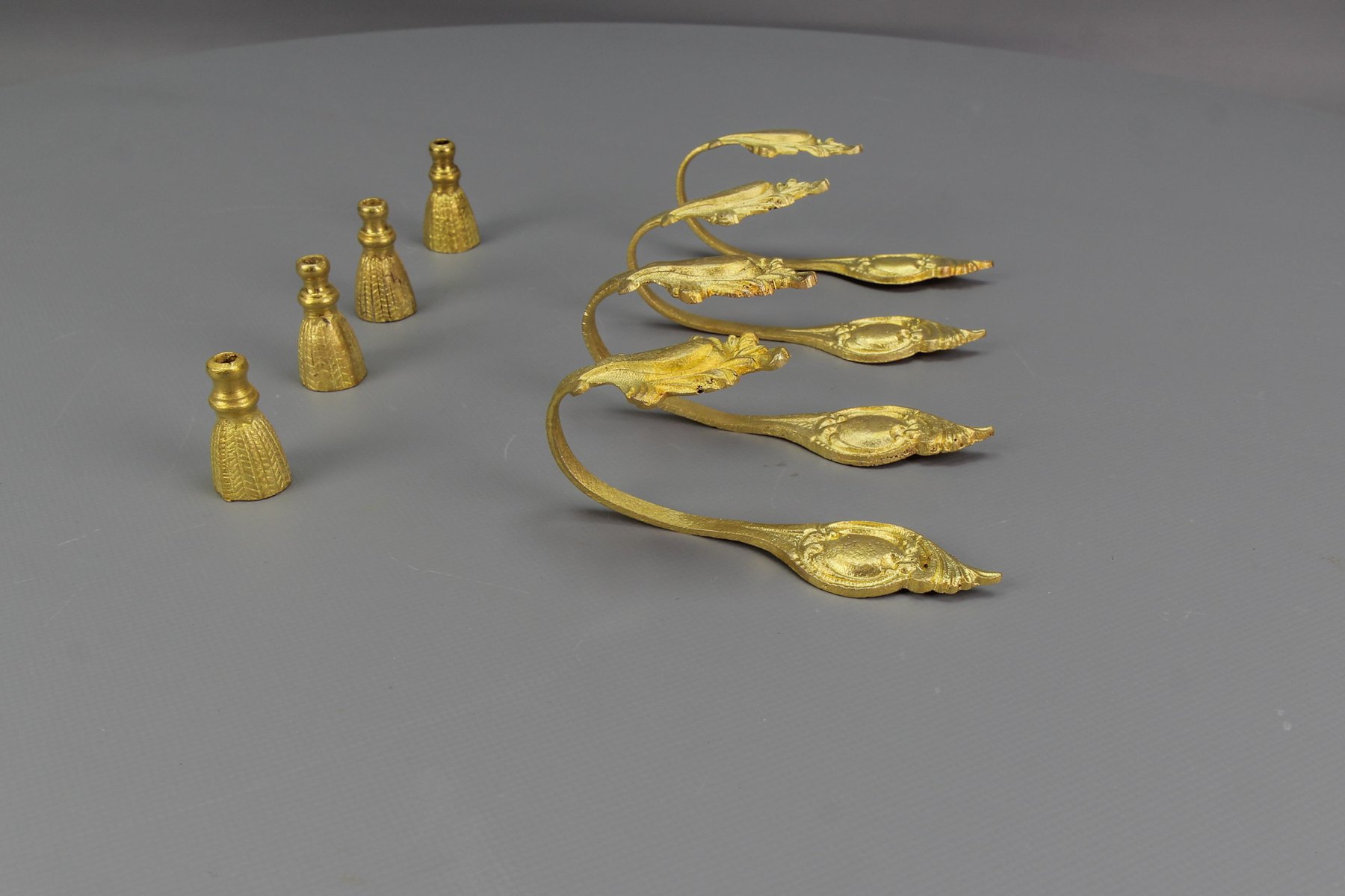 French Louis XV Style Bronze Curtain Tiebacks and Cord Blind Pulls ...