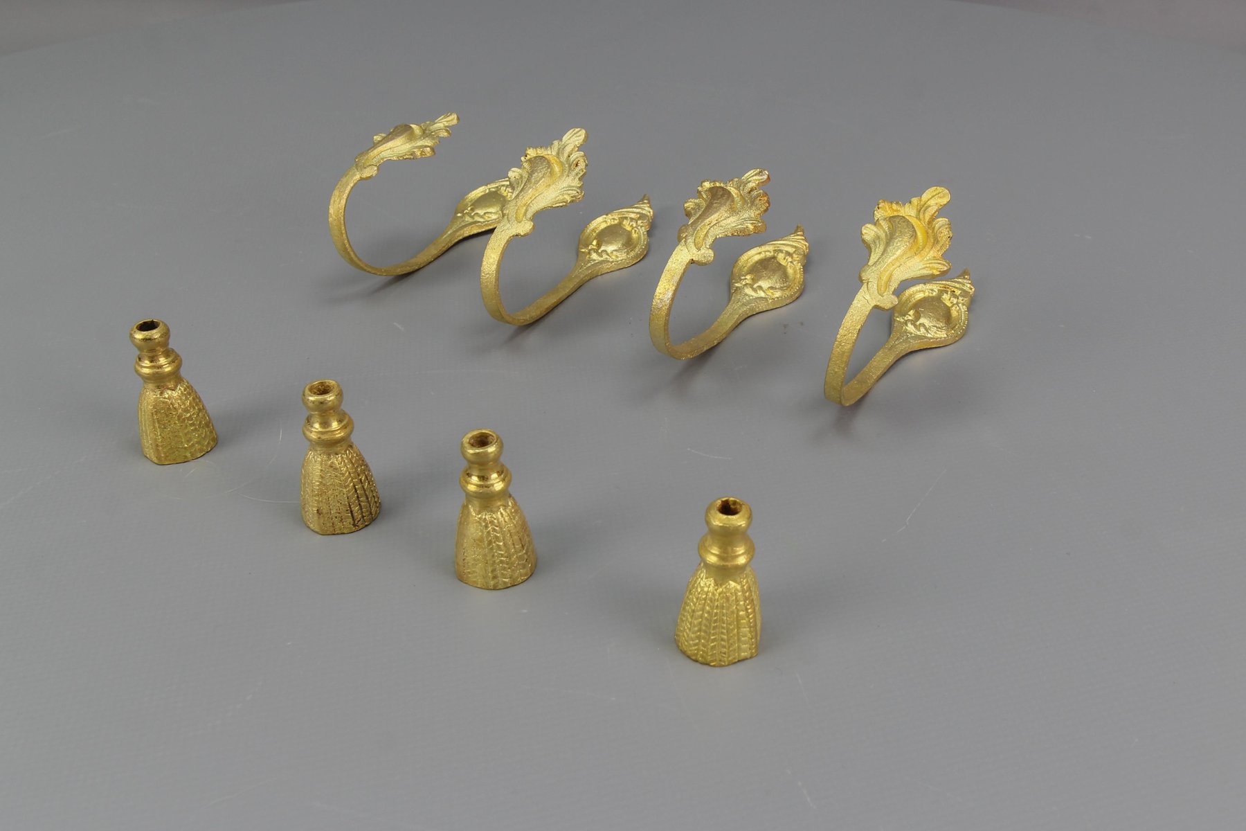 French Louis XV Style Bronze Curtain Tiebacks and Cord Blind Pulls ...