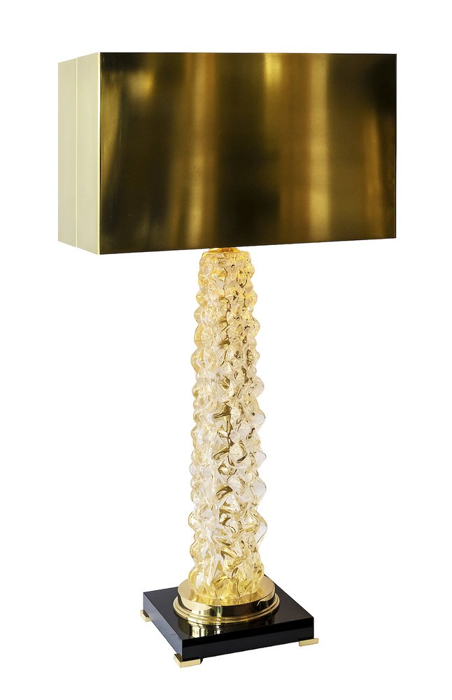 Italian Table Lamps in Murano Glass and Brass Shades, 2010s, Set of 2 ...