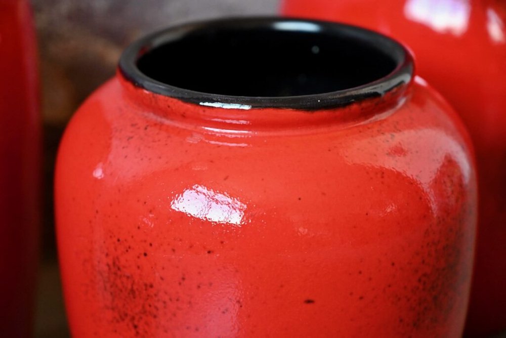 Large Red Vases from Schmider Zell, 1960s, Set of 4 for sale at Pamono