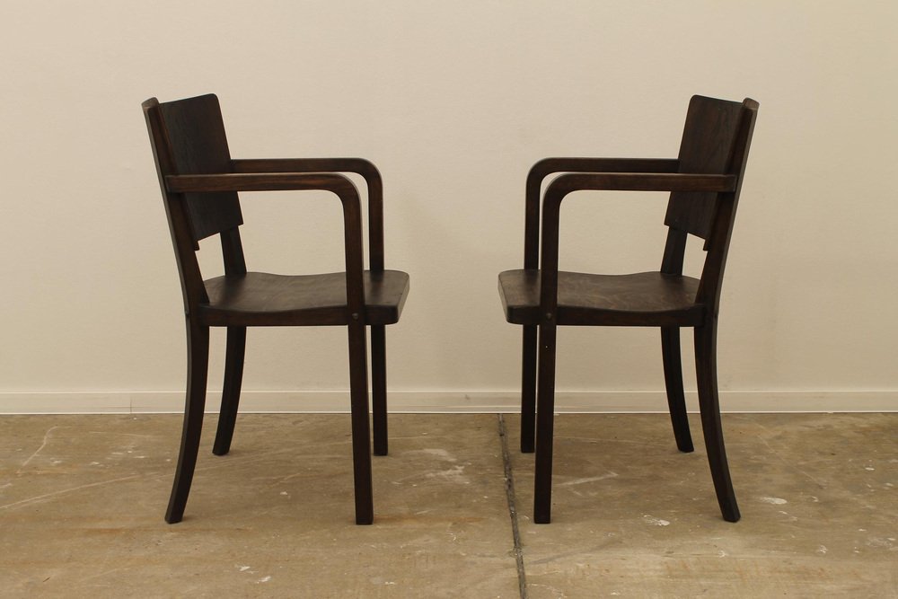 Bentwood Desk Armchairs By Radomír Hofman For Thonet Czechoslovakia