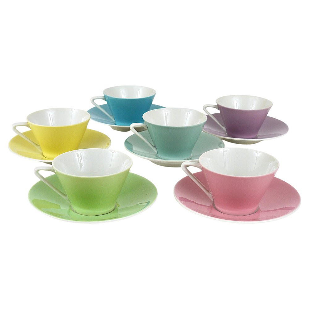 Mid-Century Pastel Porcelain Daisy Coffee Cups from Lilien, Austria, 1950s, Set of 12 for sale ...