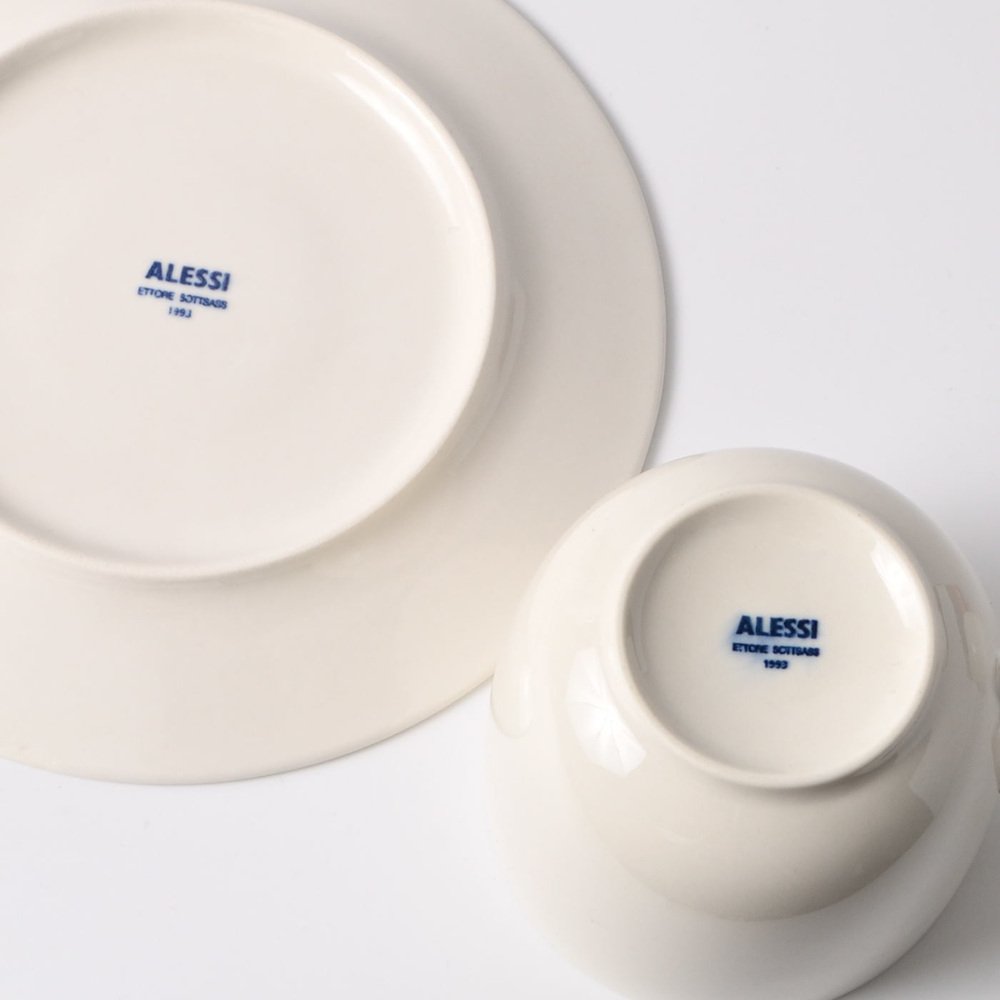 Tazze in porcellana di Ettore Sottsass per Alessi, anni '90, set di 2 ...