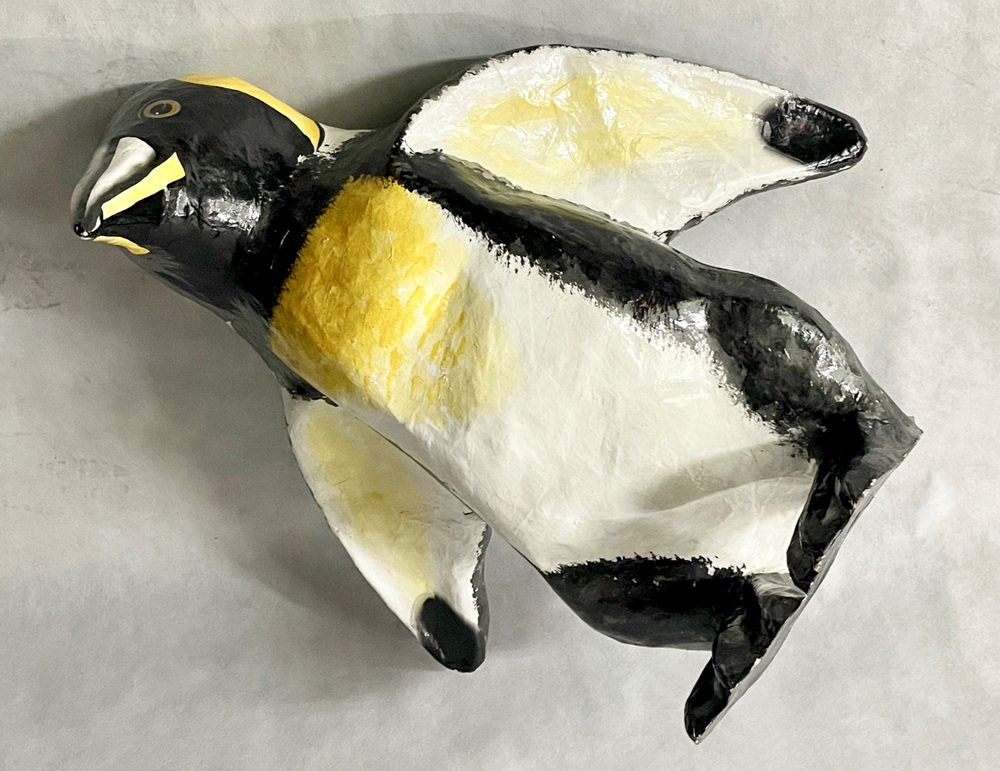 Large Vintage Paper Mache Penguin Sculpture, 1970s for sale at Pamono