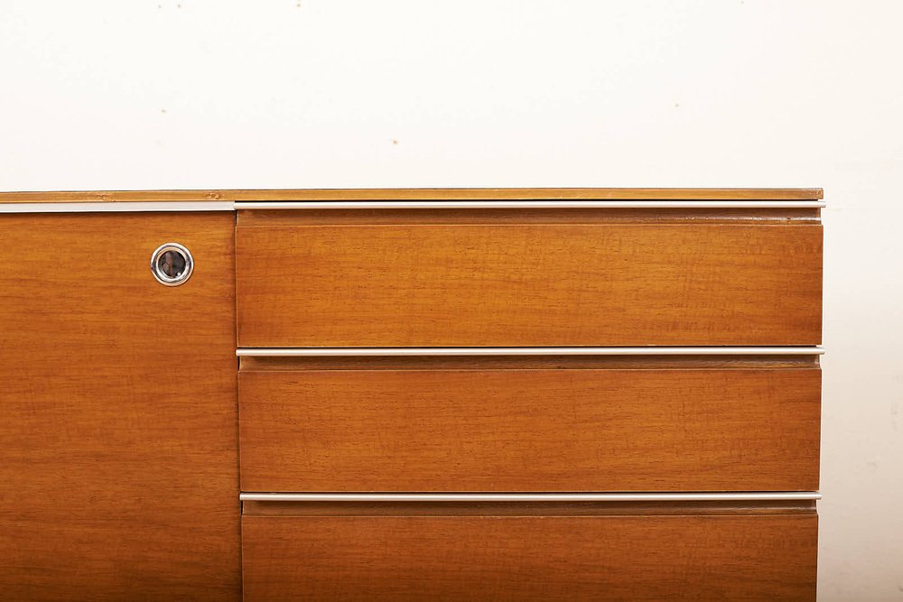Sideboard in Walnut Veneer & Chrome-Plating by Erwin Franz for ...