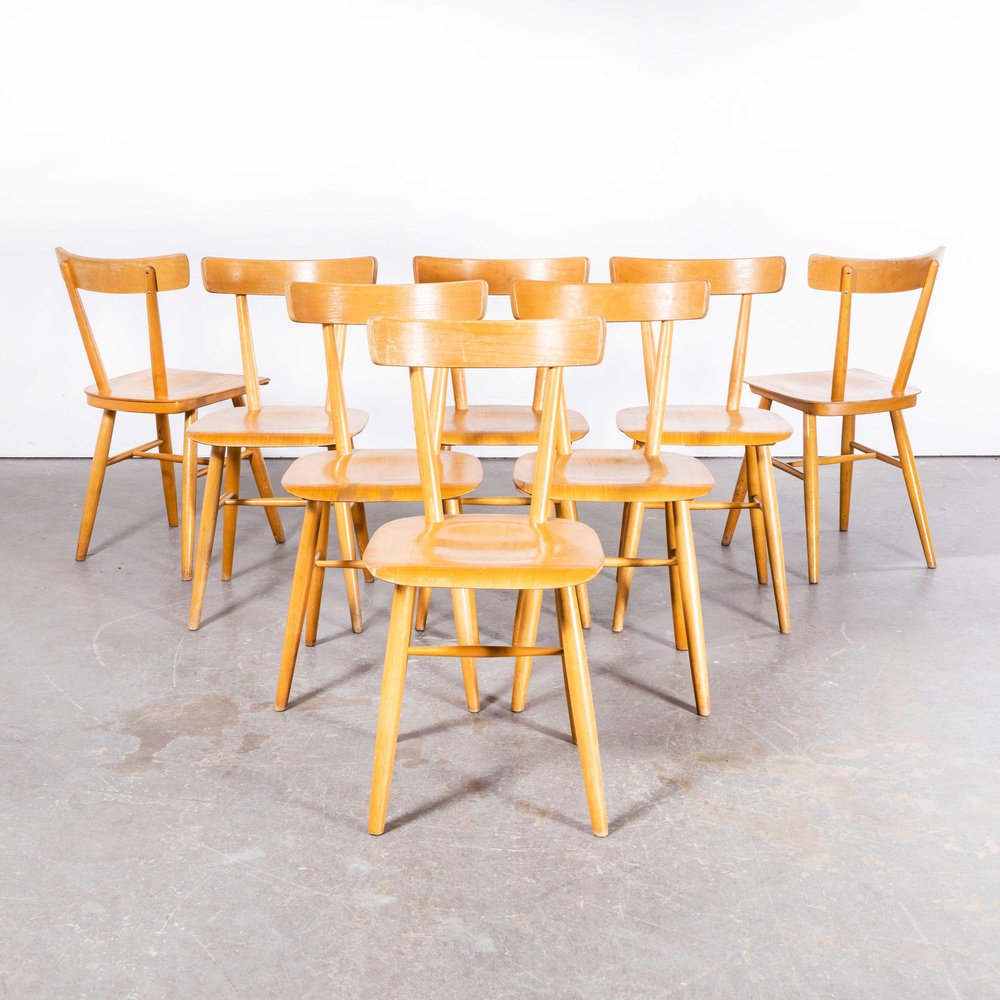 Vintage Dining Chair in Beech by Ton, 1960s, Set of 8 for sale at Pamono