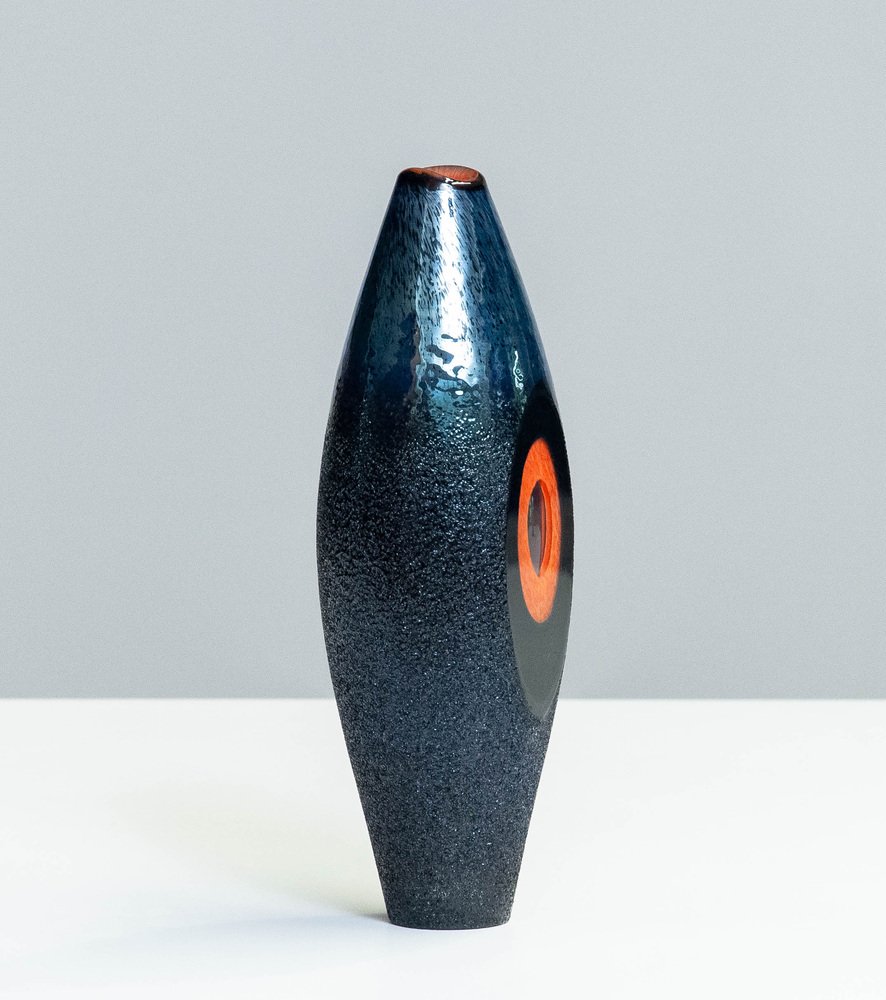 Moonlanding Vase in Blue Art Glass by Monica Backström for Kosta Boda ...
