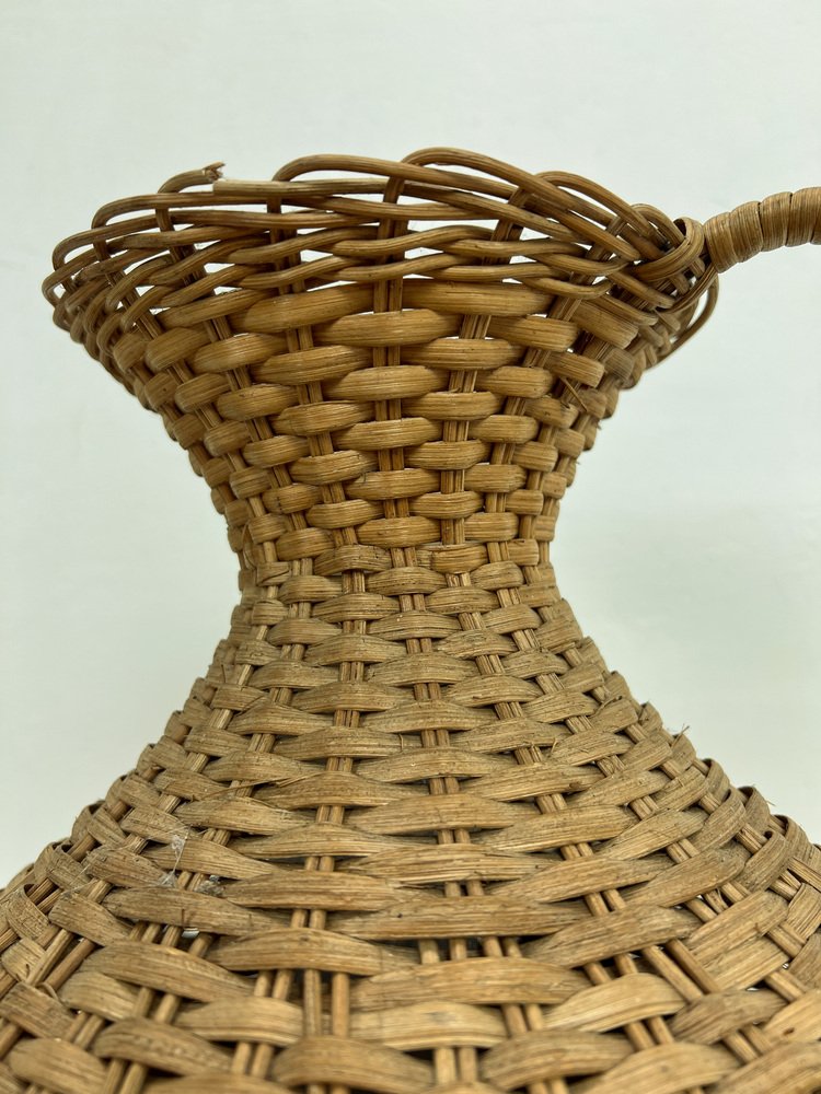 Mid-Century French Woven Rattan Vase, 1950s for sale at Pamono