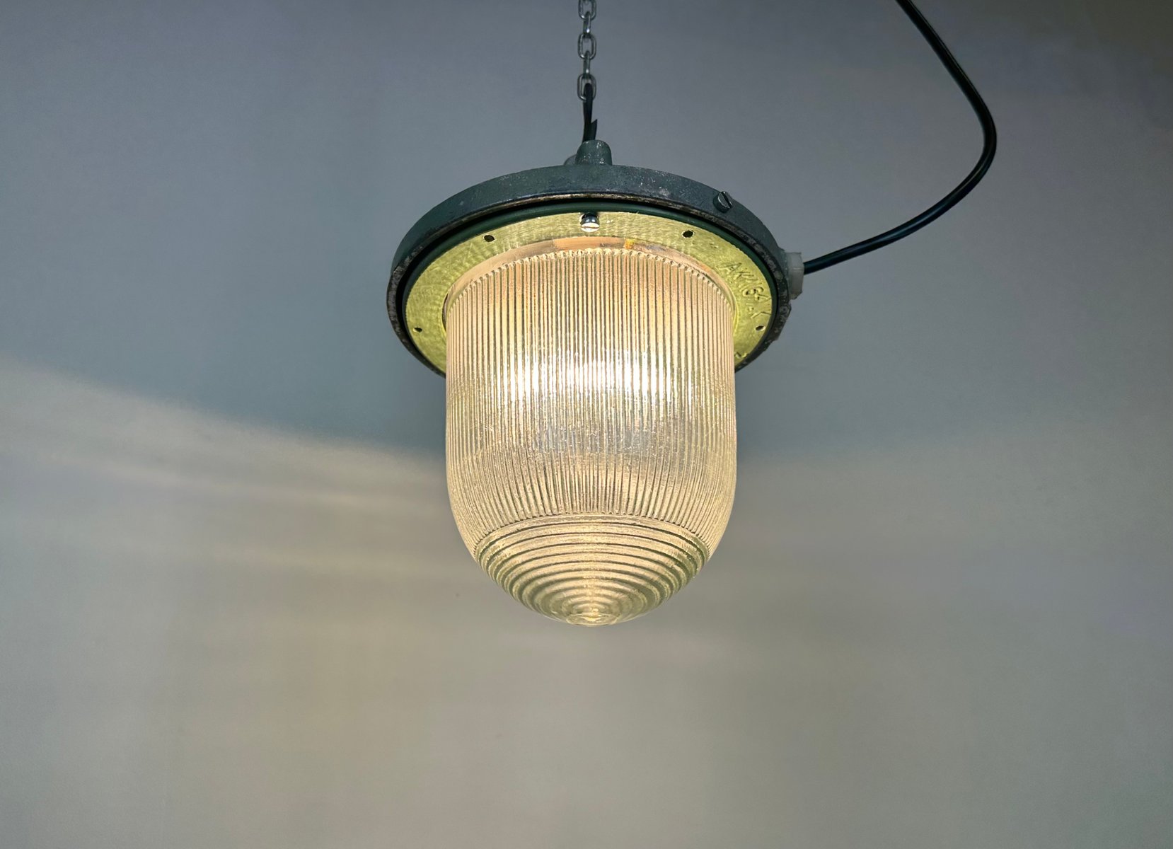 Industrial Green Bunker Ceiling Light from Polam Gdansk, 1960s for sale ...