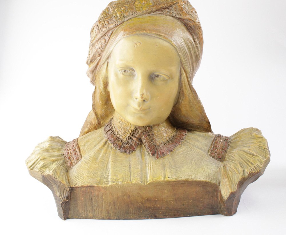 Eastern European Art Noveau Farmers Girl in Ceramic Clay, 1890s for ...