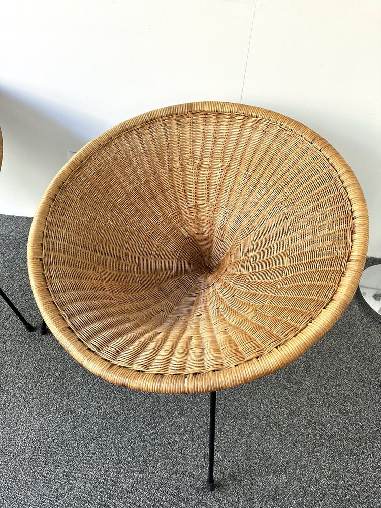 Set of Italian Rattan Bucket Chairs attributed to Roberto Mango, 1950s ...