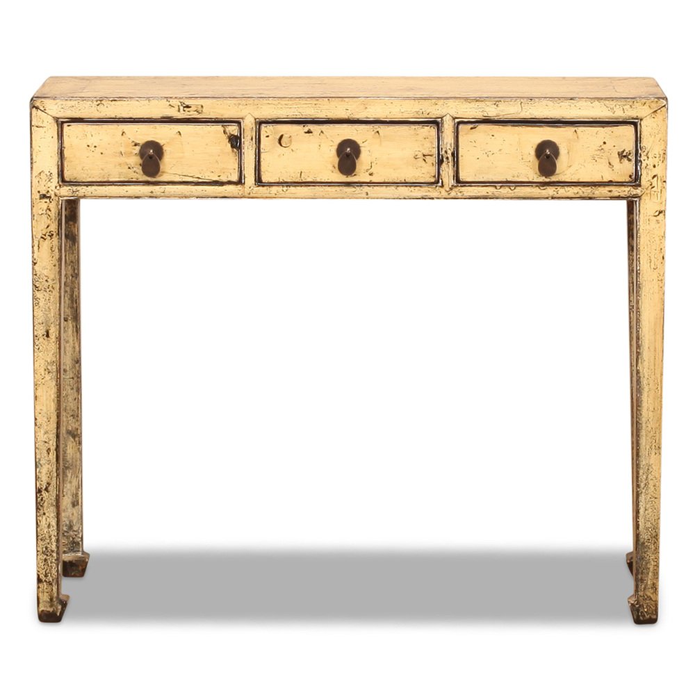 Cream Lacquered Three Drawer Console, 1920s for sale at Pamono