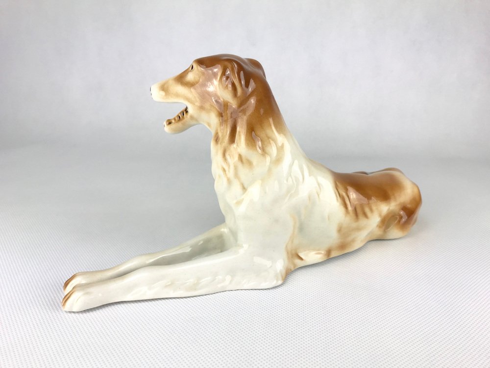 Art Deco Czechoslovakian Borzoi Greyhound Statue in Porcelain from ...