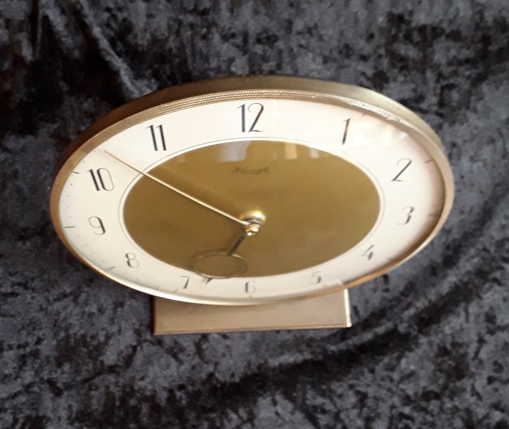 German Table Clock with Brass Case and Domed Glass from Kienzle, 1970s ...
