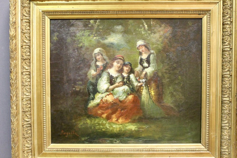 Frédéric Borgella, Young Girls Celebrating Spring, Late 1800s, Oil on ...