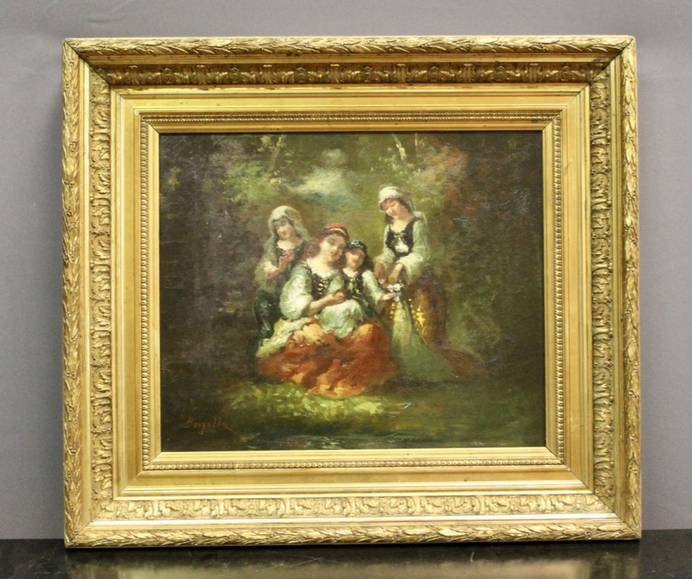 Frédéric Borgella, Young Girls Celebrating Spring, Late 1800s, Oil on ...