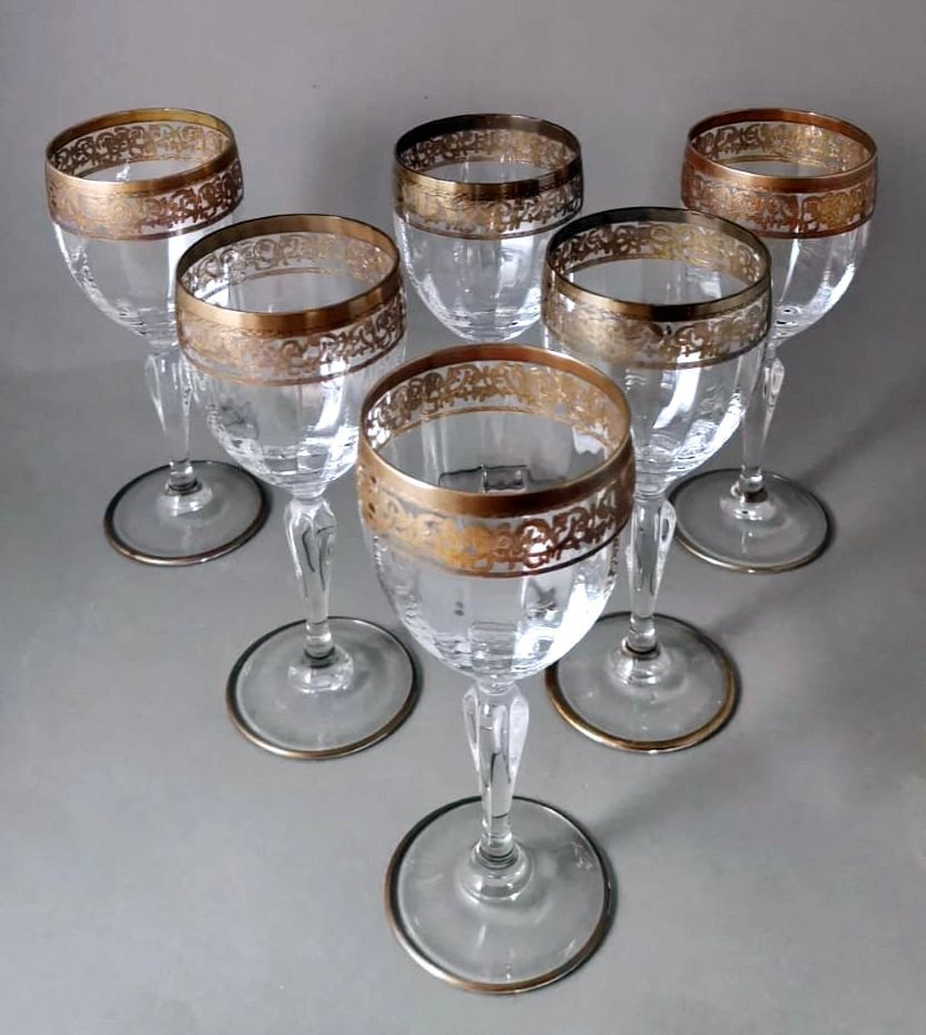 Italian Louis XVI Style Water Goblets with Gold Rim, 1970s, Set of 6 ...