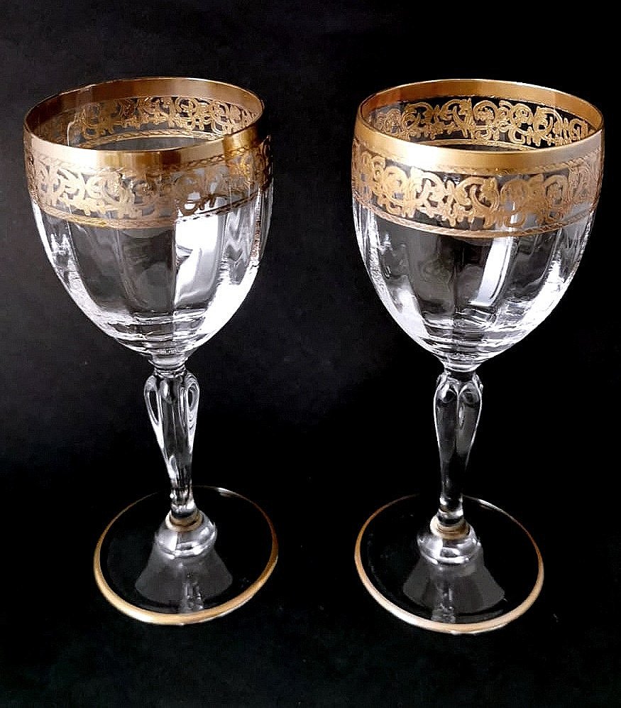 Italian Louis XVI Style Water Goblets with Gold Rim, 1970s, Set of 6 ...