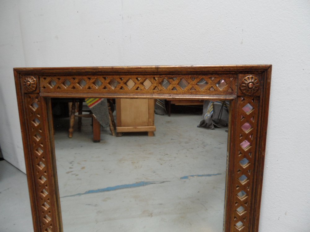 Vintage Rectangular Gilded Mirror, 1950s for sale at Pamono