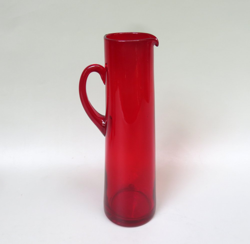 Water Jug with 7 Glasses in Red by Monica Bratt, Sweden, 1950s, Set of ...