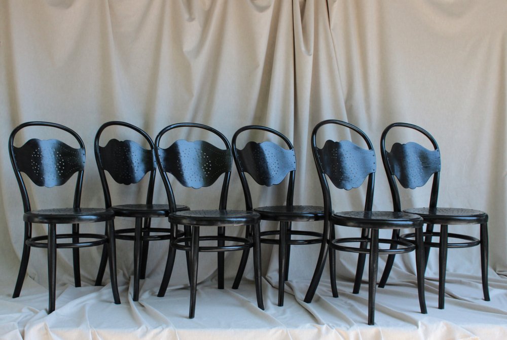 Black Lacquered No. 14 Chairs by Michael Thonet, Set of 6 for sale at ...