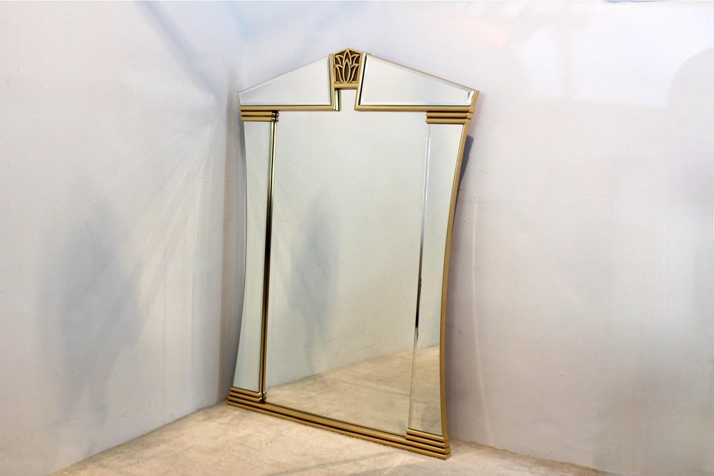 Brass Graphical Tulip Mirror by Deknudt Belgium for sale at Pamono