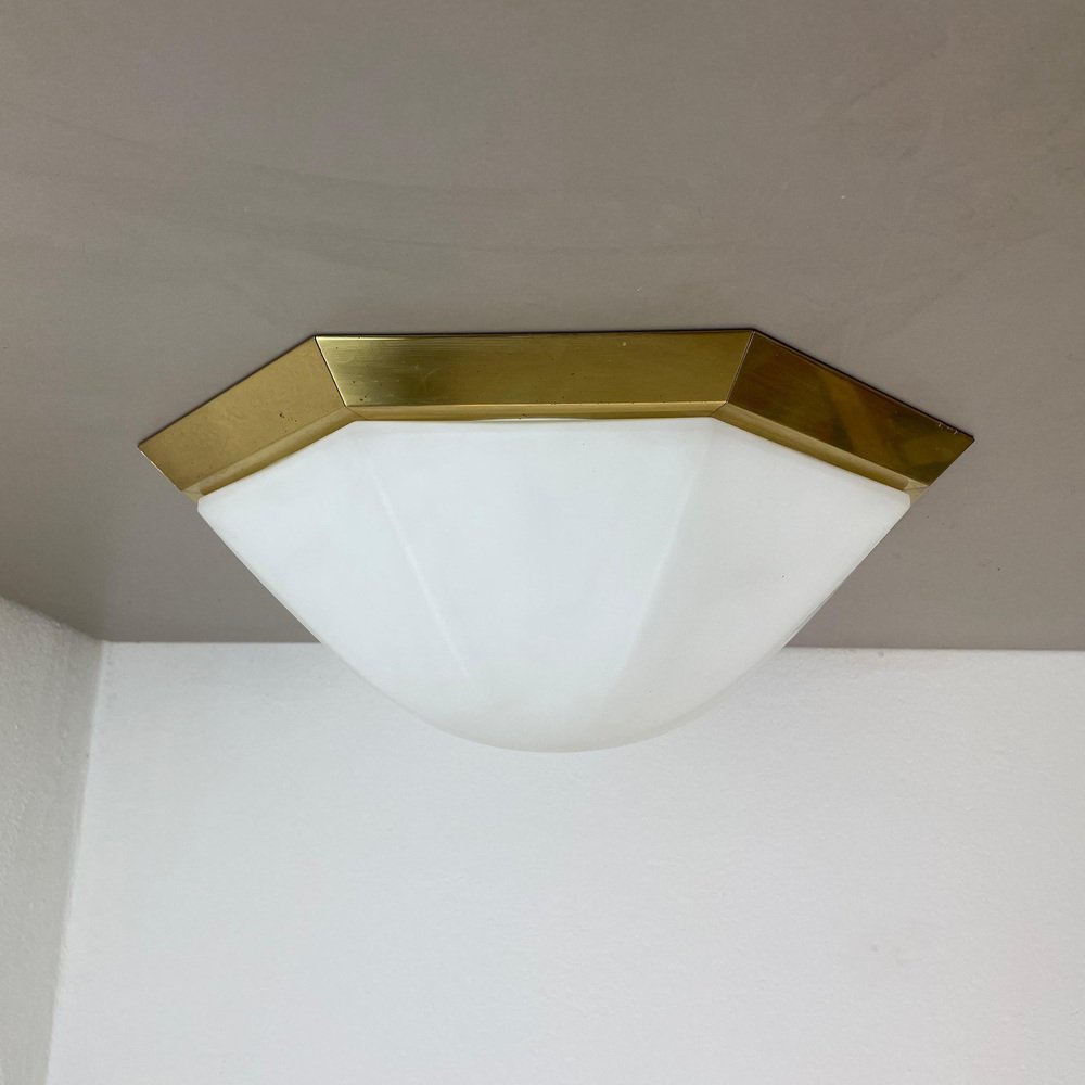 Glass and Brass Flushmount Diamond Ceiling Wall Light from Glashütte ...