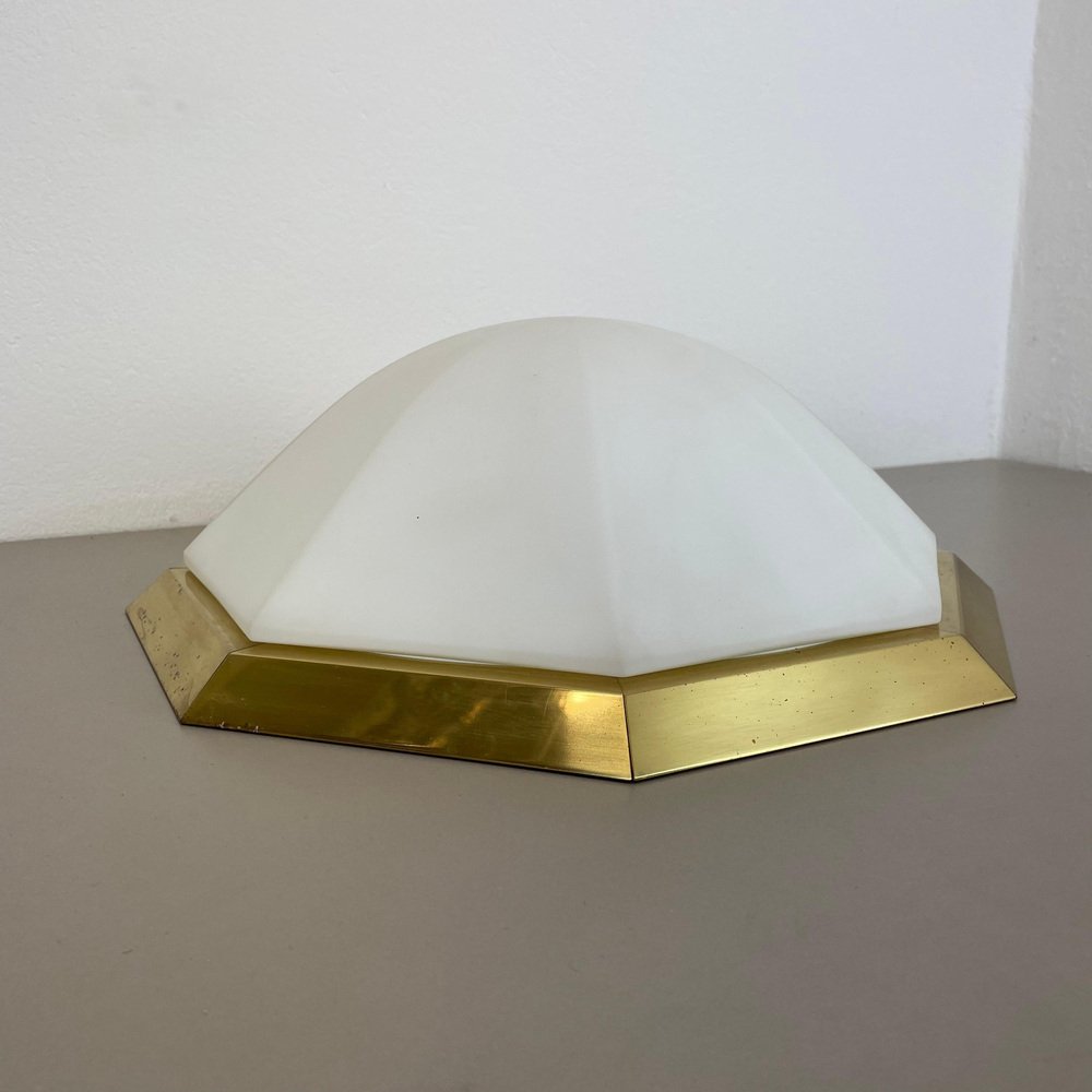 Glass and Brass Flushmount Diamond Ceiling Wall Light from Glashütte ...
